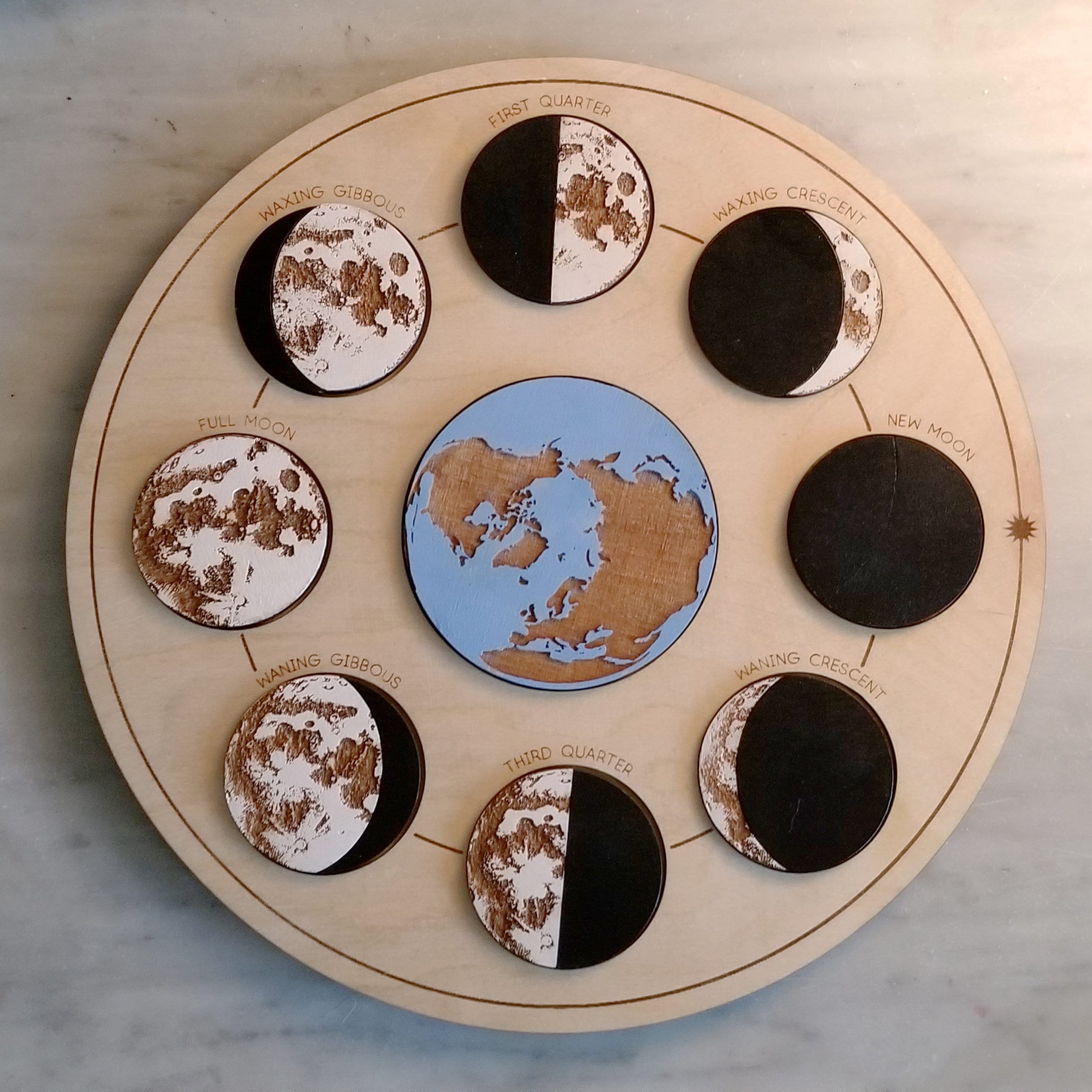Moon Phases Wooden Engraved Puzzle Moon Decor de Bright on | Etsy