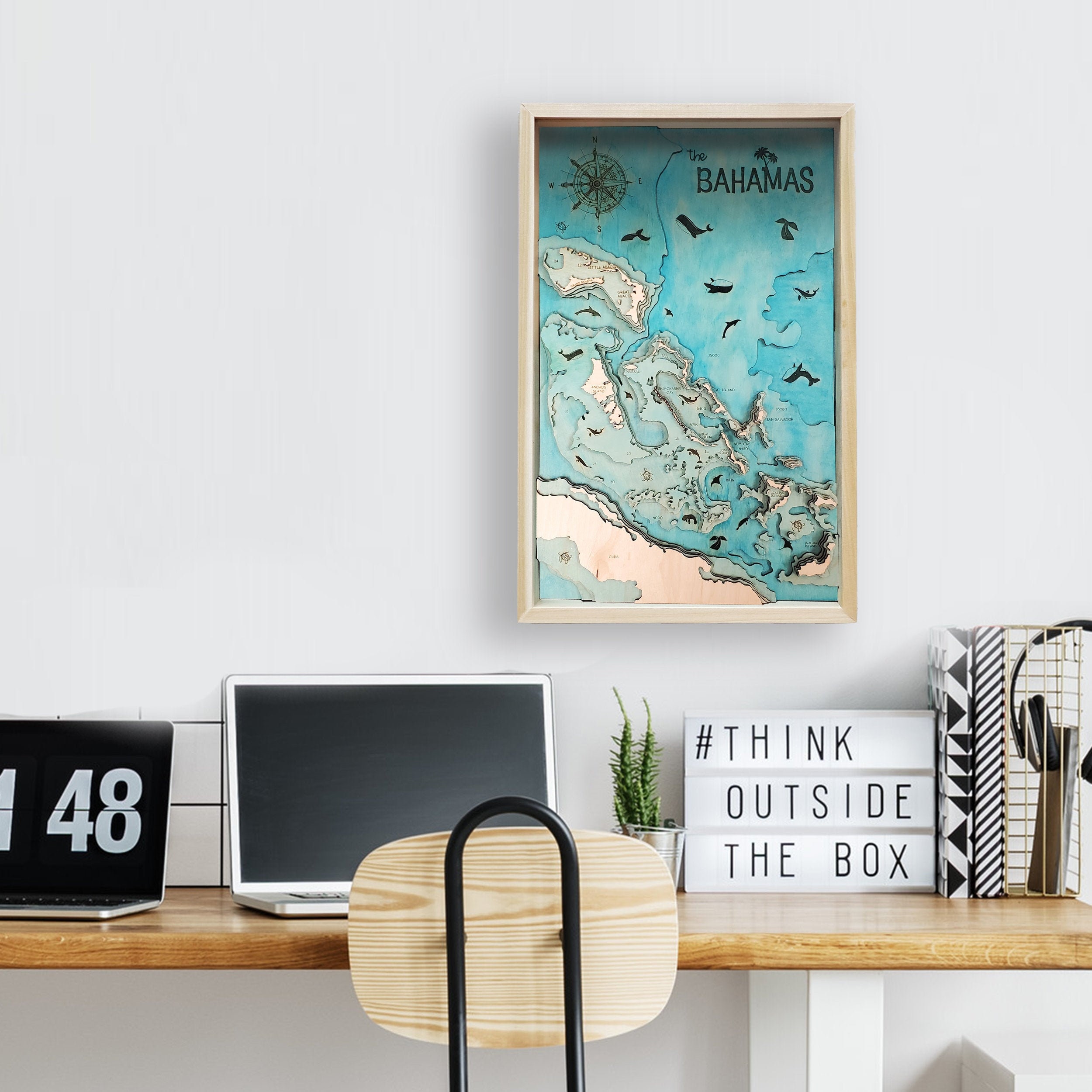 Bahamas Topographic Layered Wooden Map by Bright on Birch - Etsy