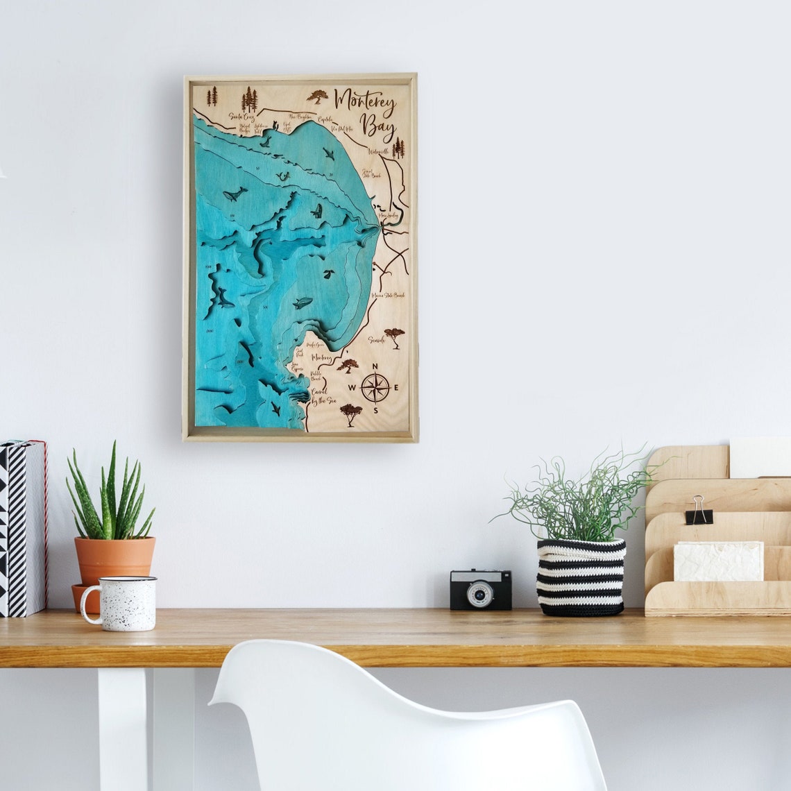 Monterey Bay Topographic Layered Wooden Map by Bright on Birch - Etsy