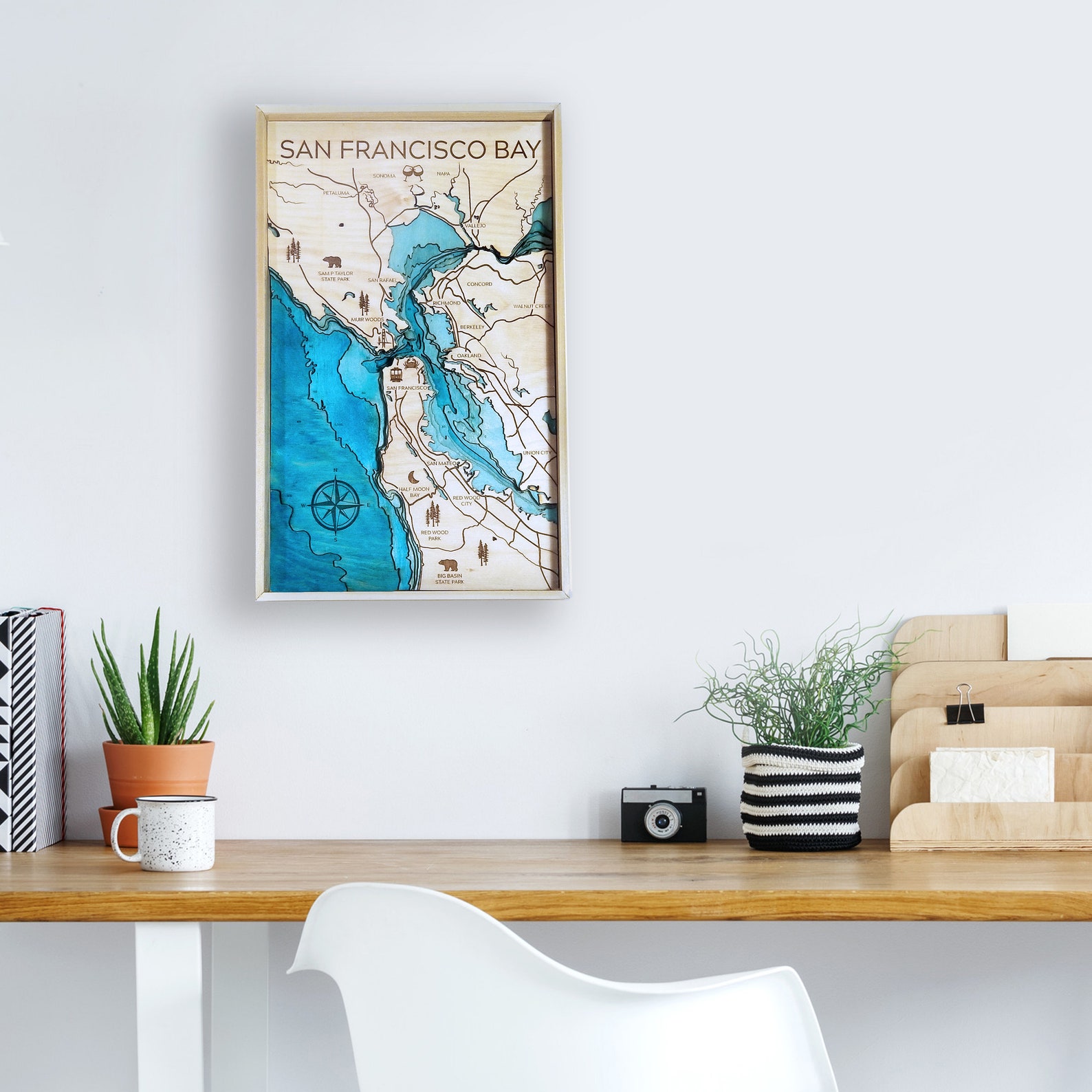 San Francisco Bay Topographic Layered Wooden Map by Bright on - Etsy