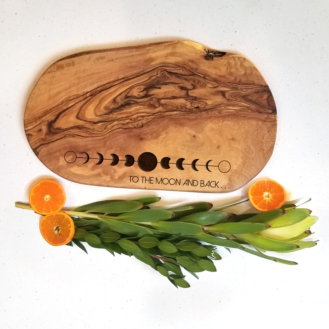 To the Moon and Back Charcuterie Board - Engraved Moon Phases Cutting ...