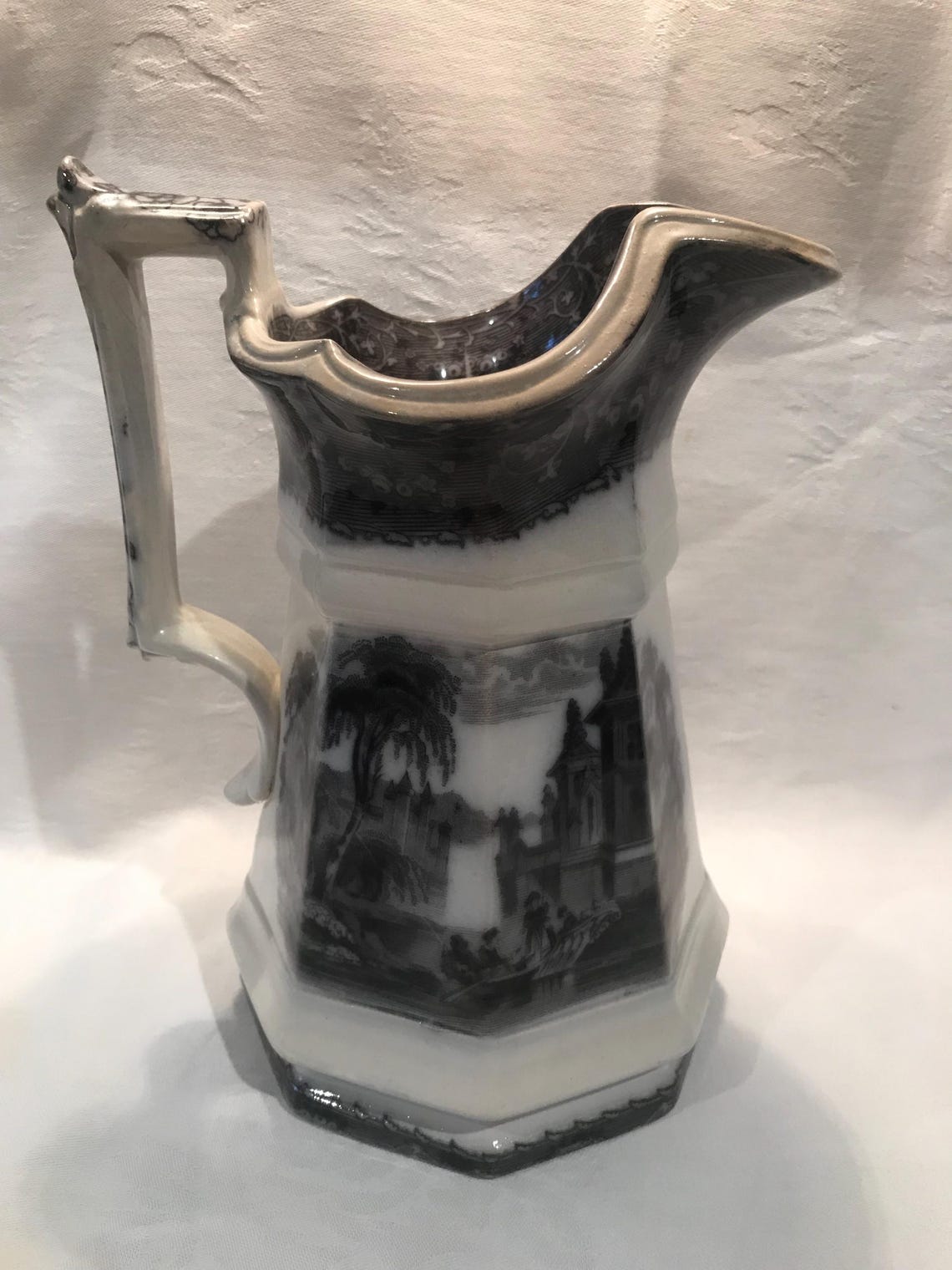 Transferware Grey Pitcher - Etsy