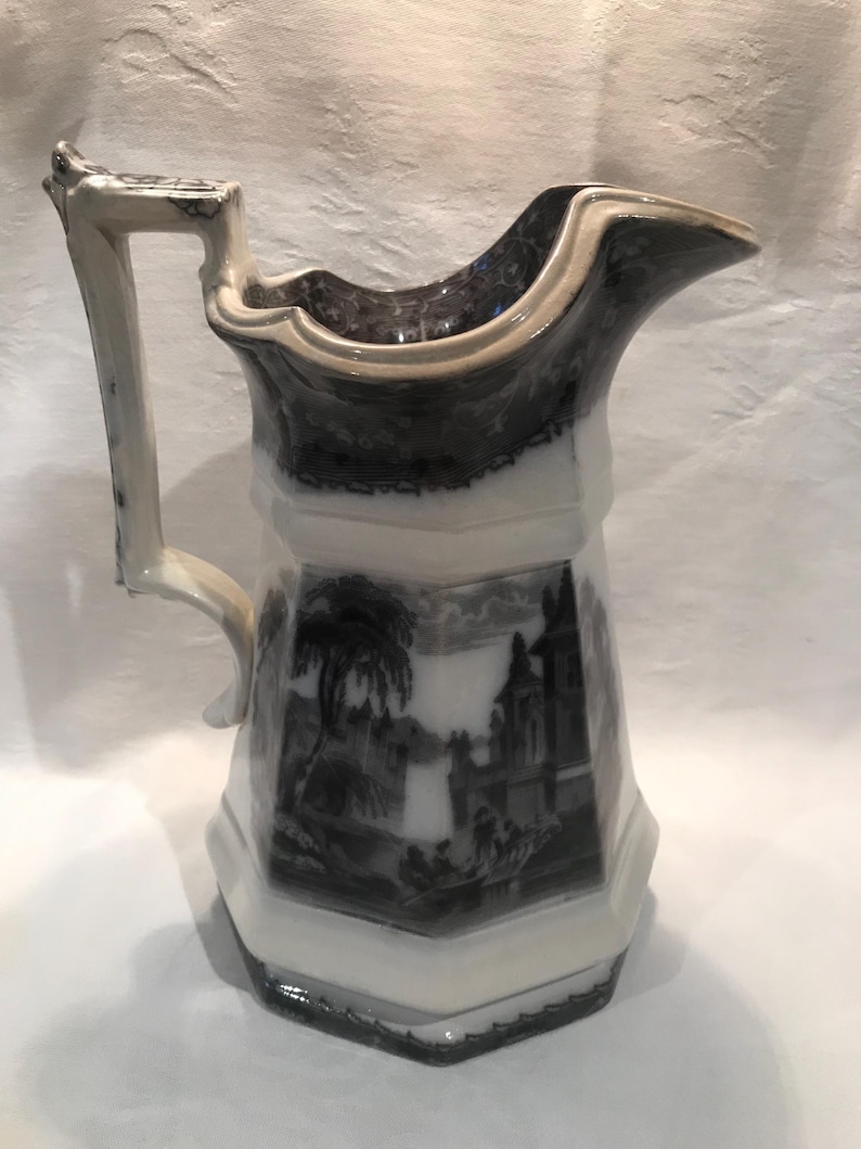 Transferware Grey Pitcher - Etsy