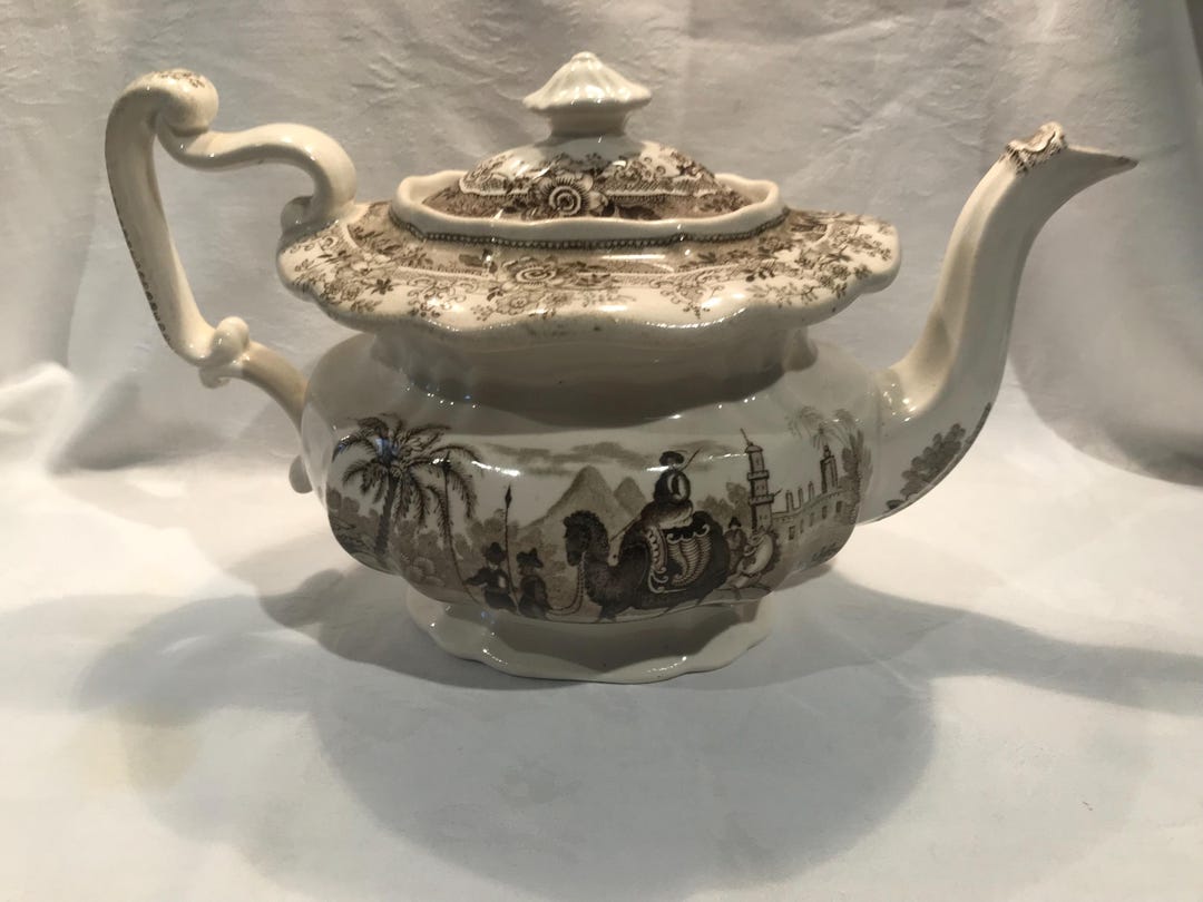 Transferware Brown and White Teapot With Lid Circa 1840's - Etsy