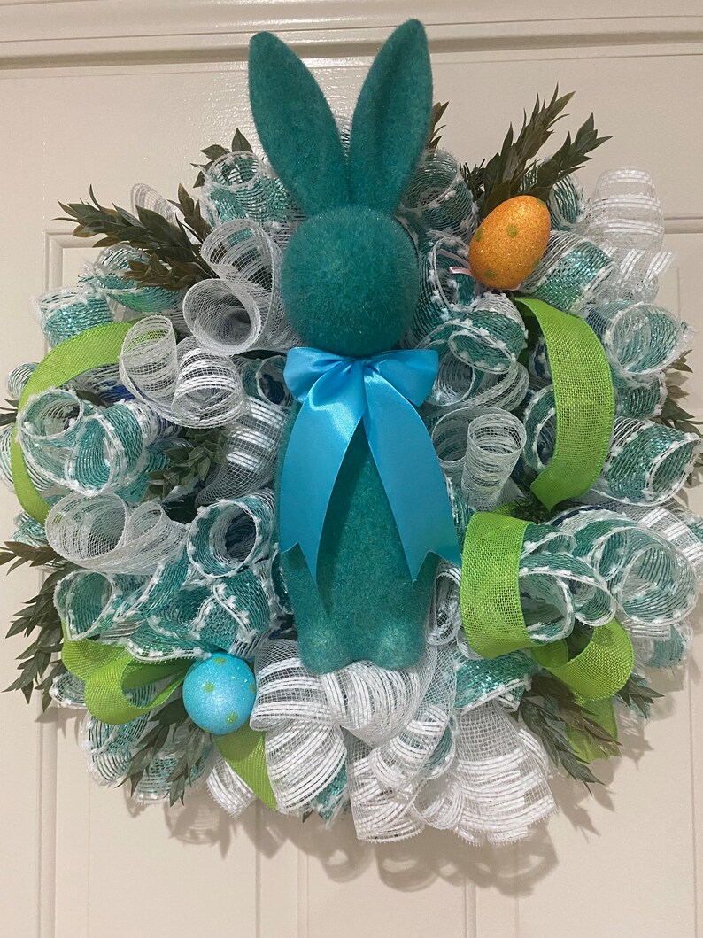 Easter Wreath,bunny Wreath,flocked Bunny Wreath,spring Wreath,spring ...