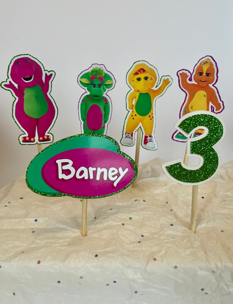 Personalized Barney Barney Party Decorations, Barney Cupcake Toppers ...