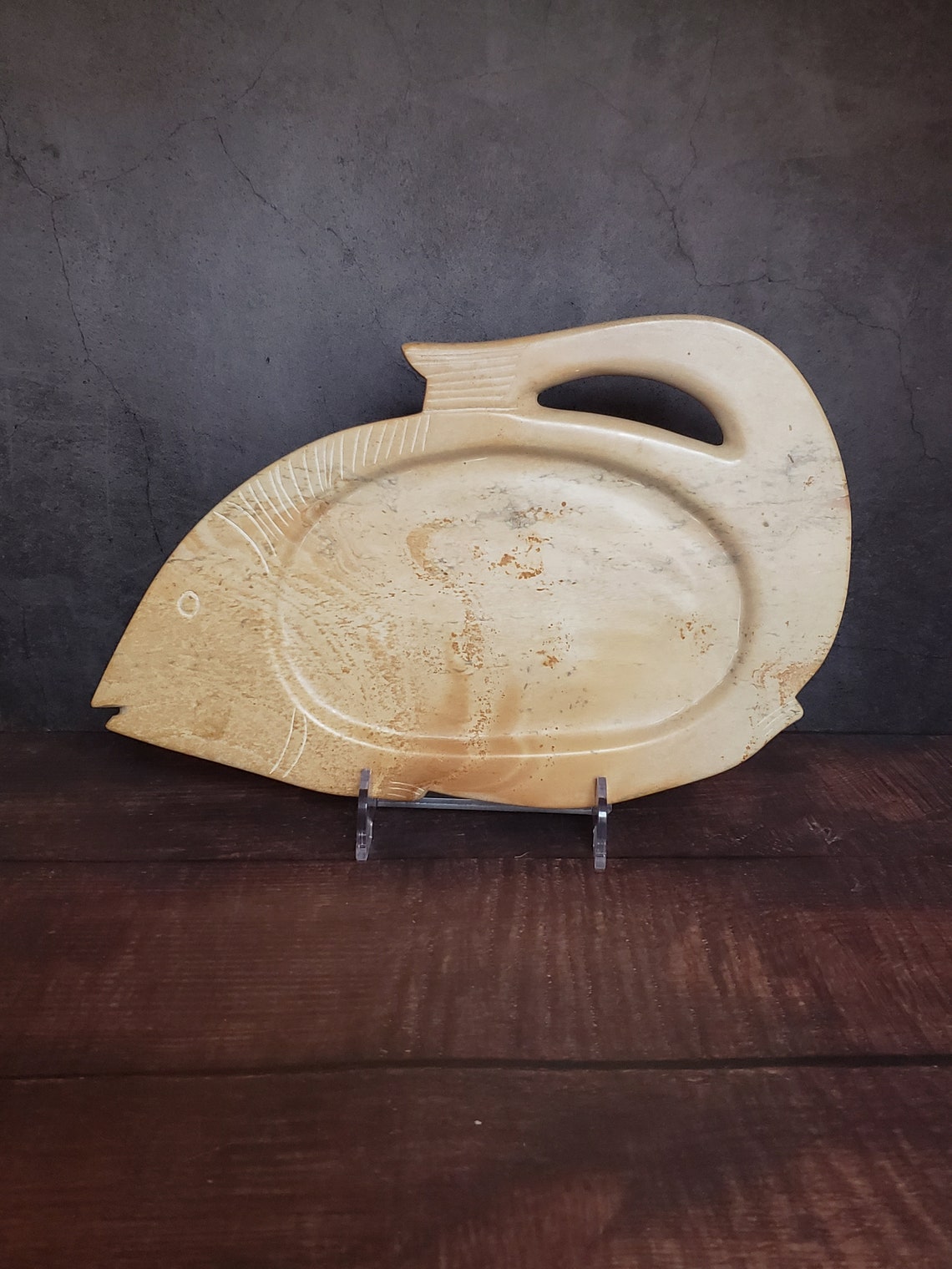 Vintage Hand Carved Stone Fish Platter/ Gefilte Fish - Etsy