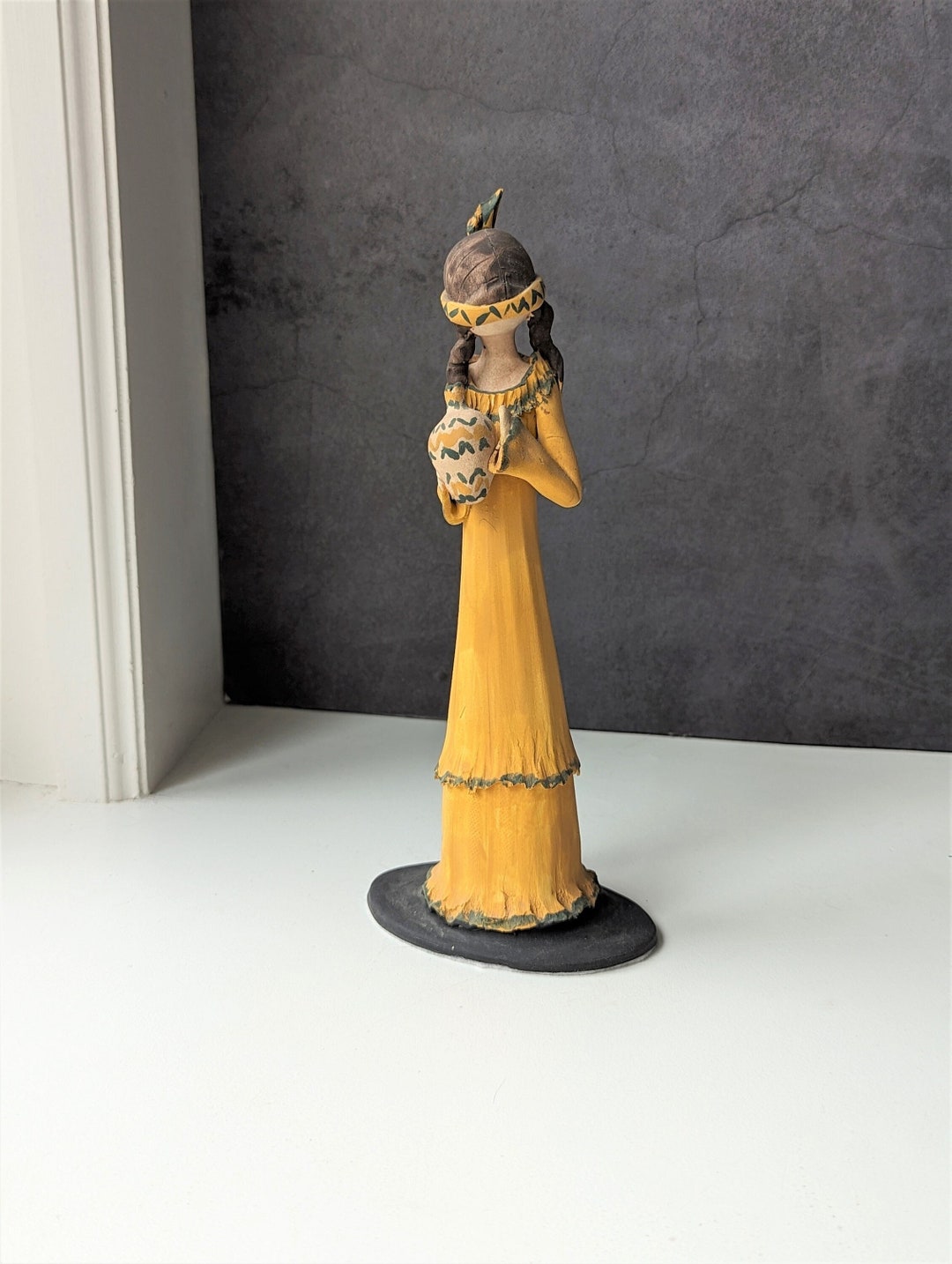 Very Rare Louise Auger Indigenous Girl Figurine-9.5. Handmade in Canada ...