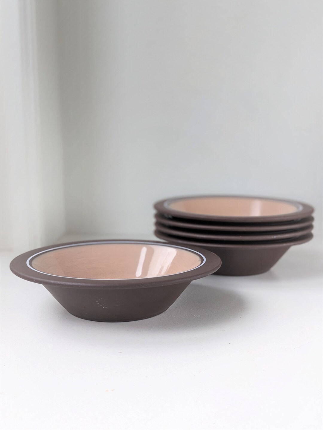 5 Hornsea Coral Rim Soup/cereal Bowls, Lancaster Vitramic, Made in ...