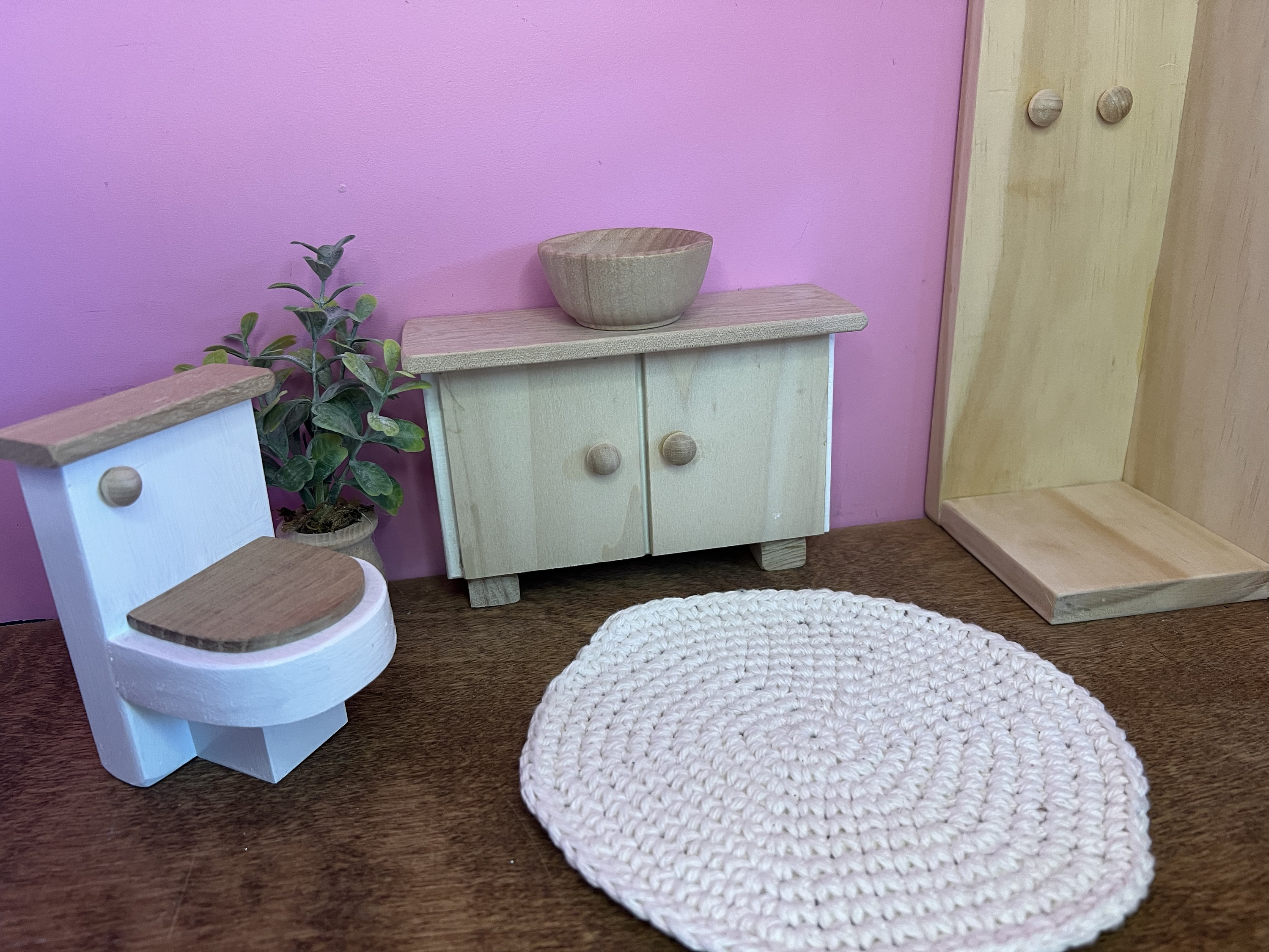 1:6 Scale BATHROOM SHOWER, VANITY, Toilet | Wooden | Sturdy | Dollhouse ...