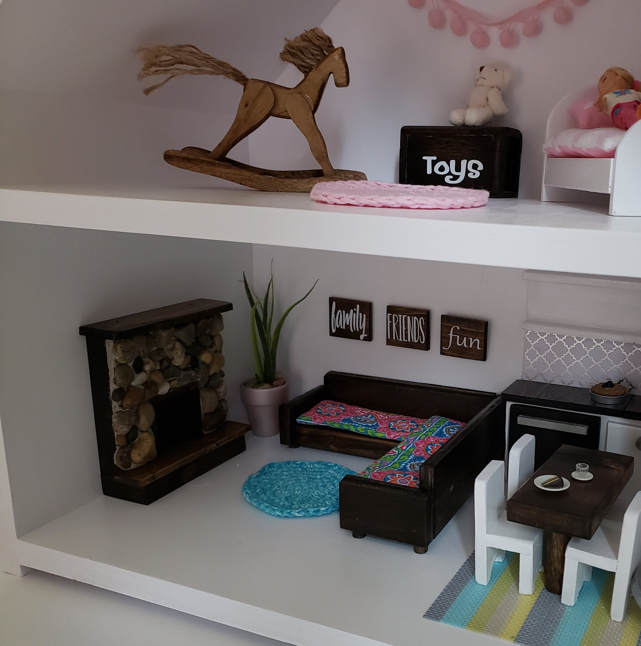 Handmade Miniature Stone Dollhouse Fireplace With Natural Wood - Etsy