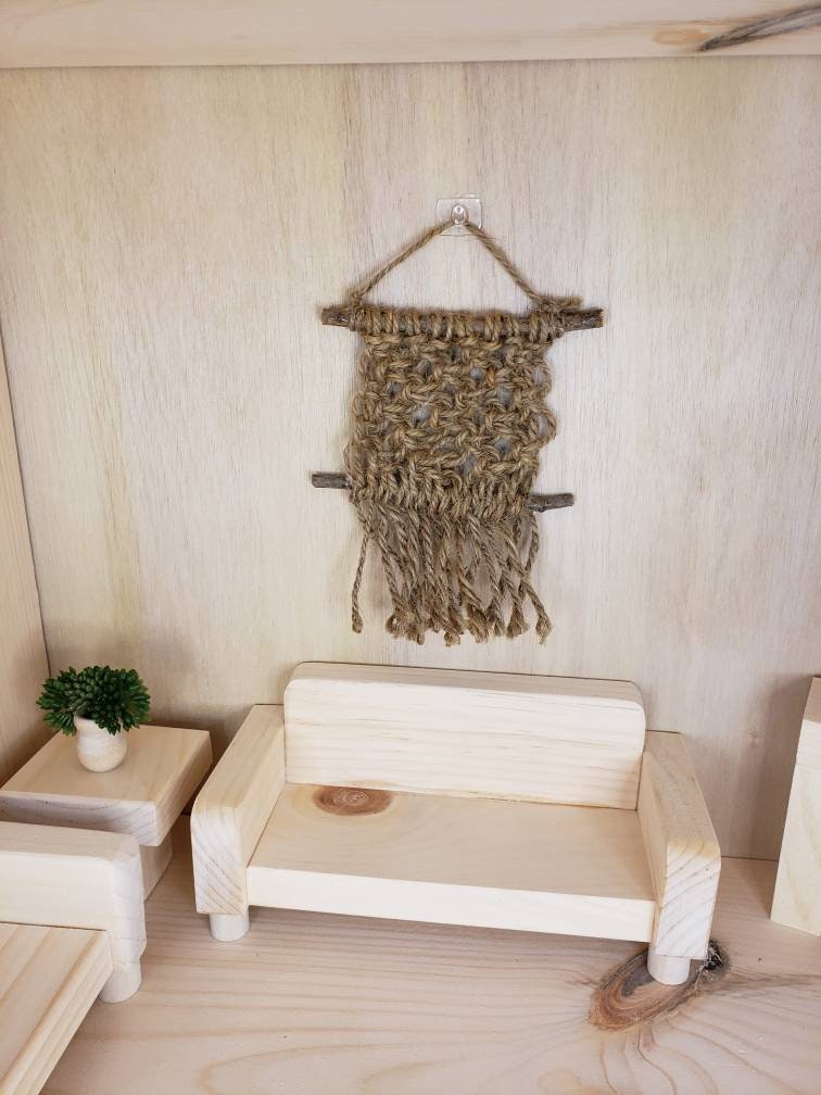 Miniature Macrame Wall Hanging Dollhouse Accessory | Etsy