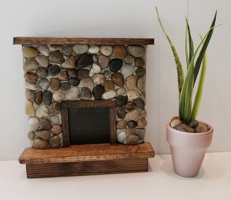 Handmade Miniature Stone Dollhouse Fireplace With Natural Wood Mantle ...