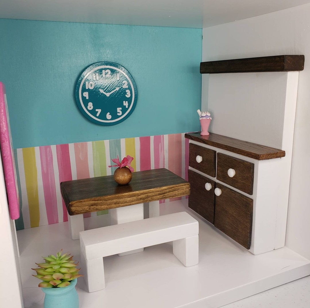 1:6 Scale Wood Dollhouse Kitchen Cupboard, Handmade Wooden Doll House ...