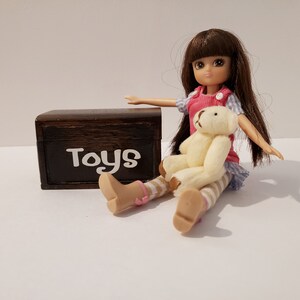 Miniature Wood Dollhouse Toy Box, Wooden Doll House Accessory, Bedroom ...