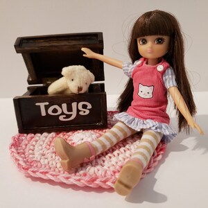 Miniature Wood Dollhouse Toy Box, Wooden Doll House Accessory, Bedroom ...