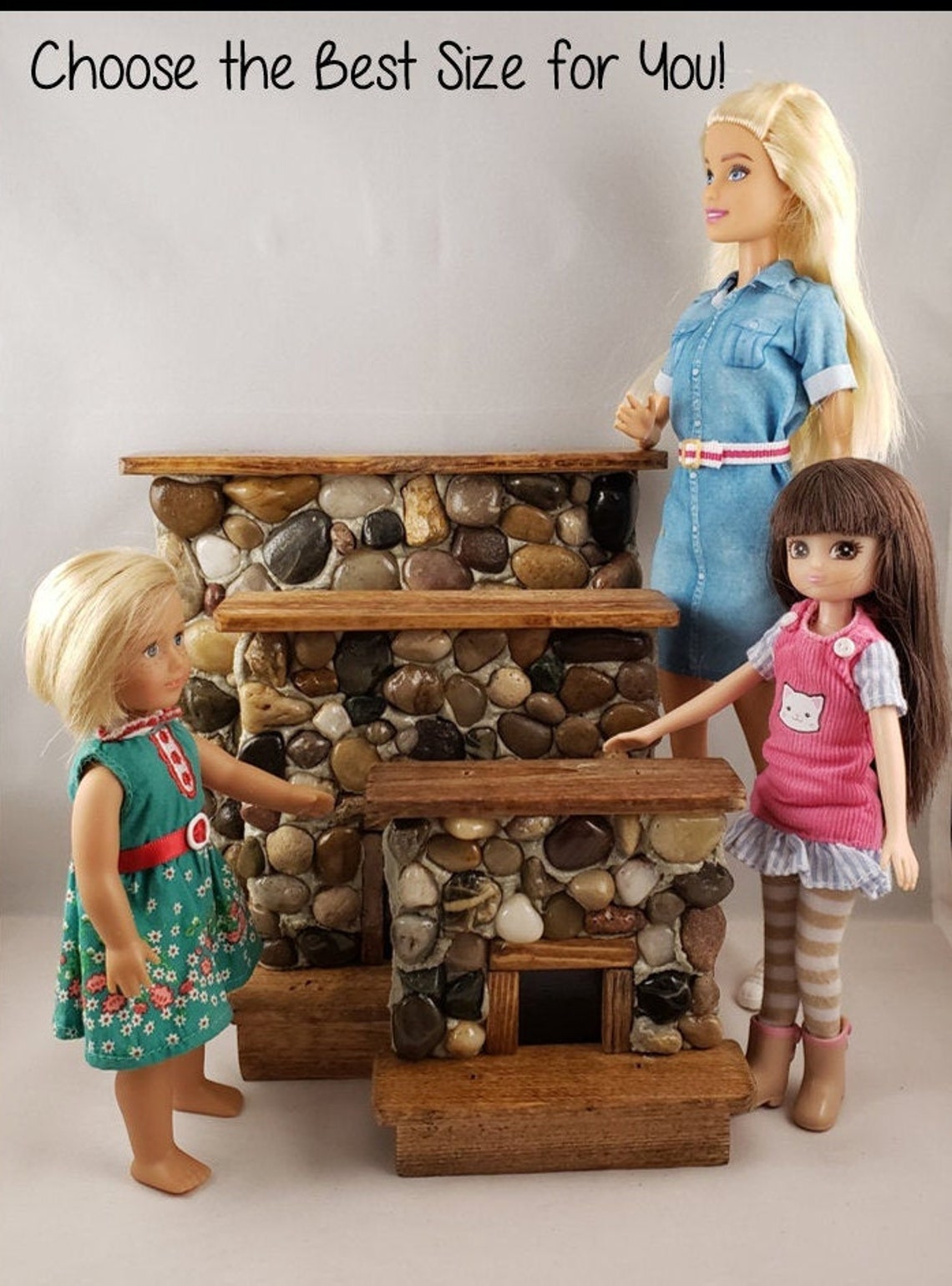 Handmade Miniature Stone Dollhouse Fireplace with Natural Wood | Etsy