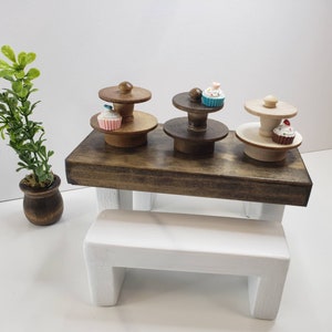 Miniature Tiered Tray | Wooden | Handmade | Dollhouse | Tray for ...