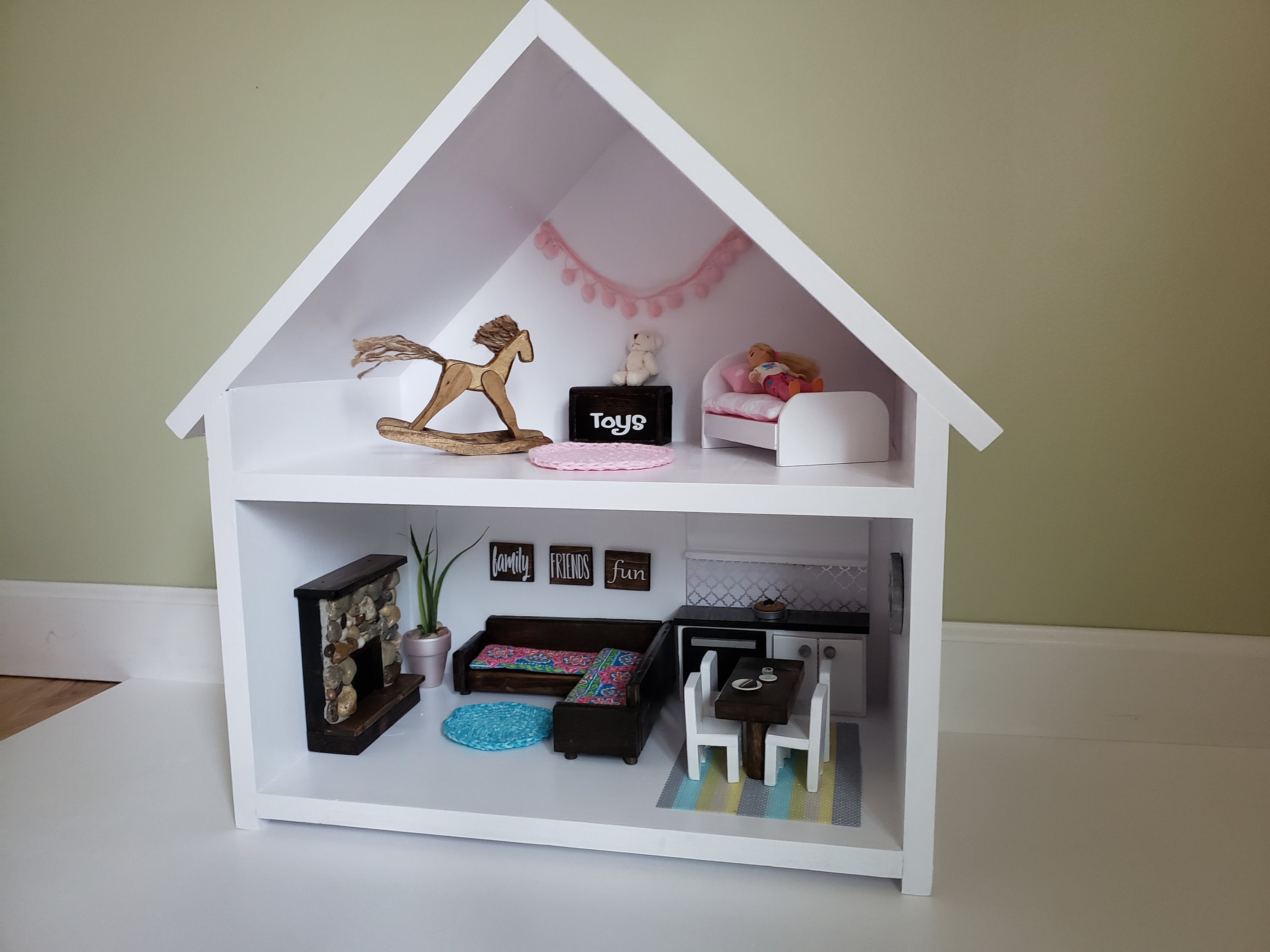 Handmade Miniature Stone Dollhouse Fireplace With Natural Wood - Etsy