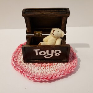 Miniature Wood Dollhouse Toy Box, Wooden Doll House Accessory, Bedroom ...