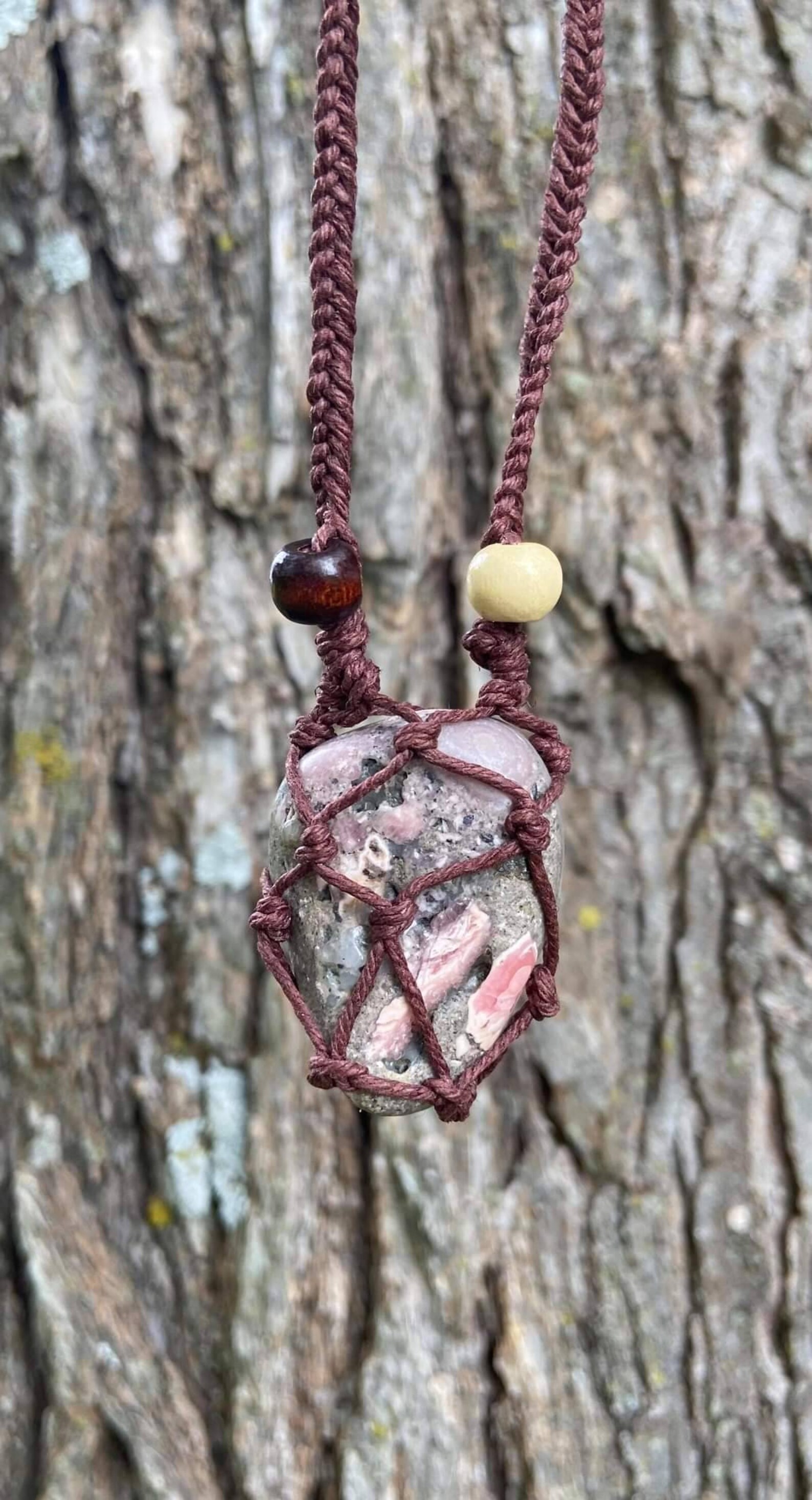 Rhodochrosite Wrapped in Hemp Twine - Etsy