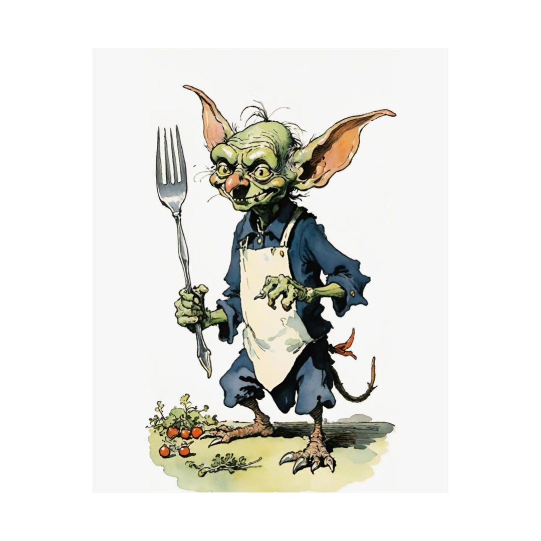 Goblin Chef Illustration Matte Vertical Poster | Fantasy Kitchen ...