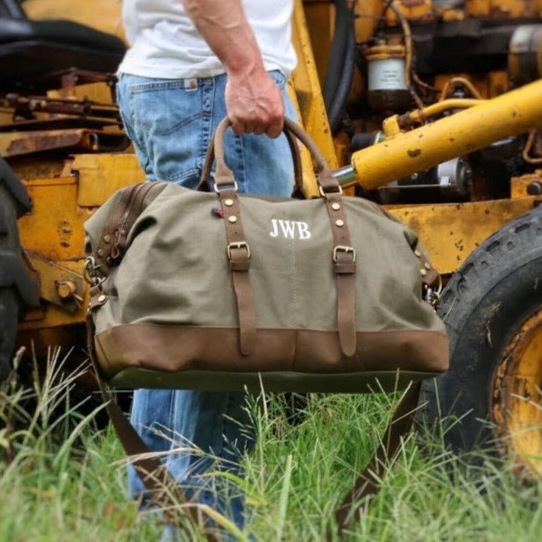 Personalized Weekender: Canvas Duffle Bag With Initials, Monogrammed ...