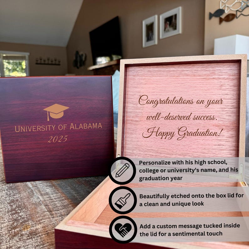 Personalized Graduation Keepsake Box – Custom Engraved Gift With Name ...