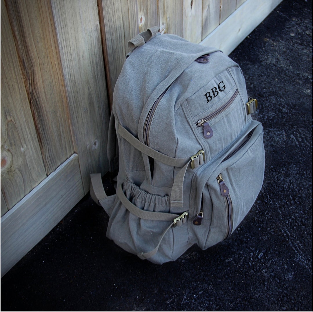 Embroidered Canvas Backpack: Personalized Travel Duffel Bag - Etsy