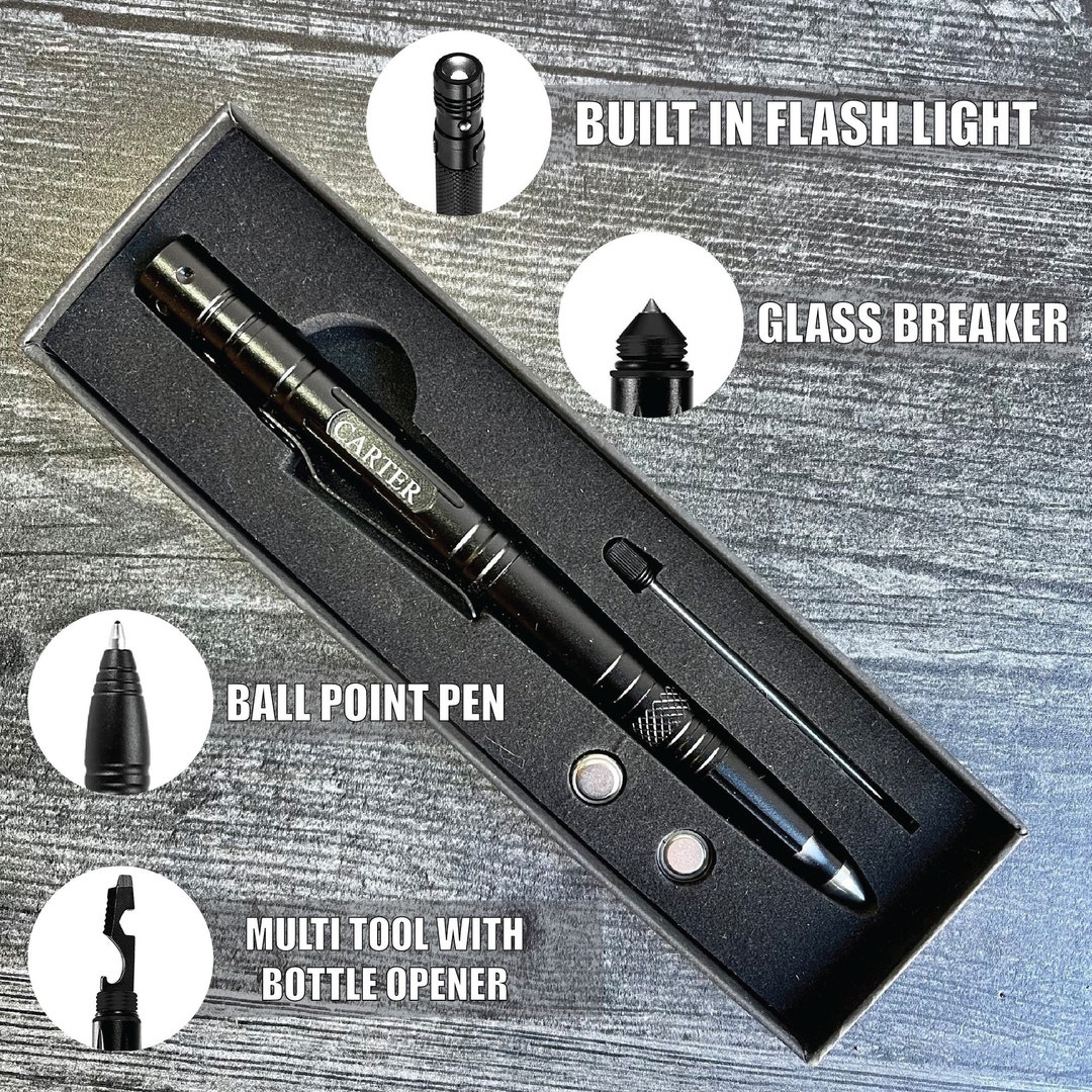 Personalized Engraved Tactical Pen With Flashlight, Gift Box - Etsy