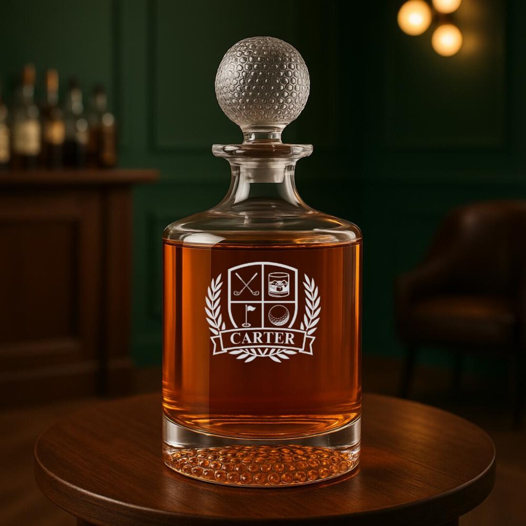 Personalized Golf Whiskey Decanter: Engraved Green Jacket Barware - Etsy