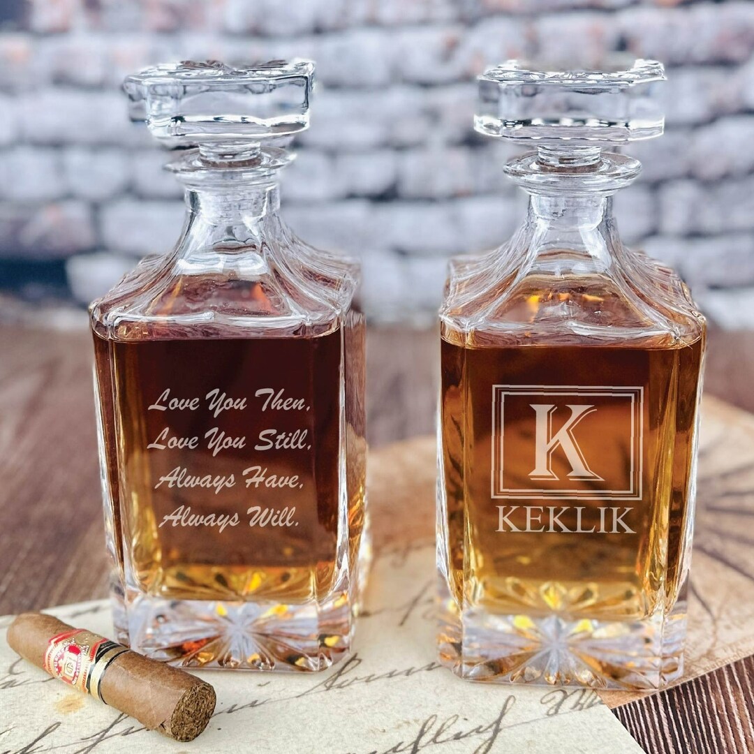 Engraved Whiskey Decanter, Custom Anniversary Gift, Lead-free Glass - Etsy