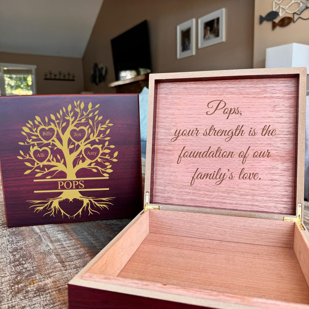 Custom Family Tree Keepsake Box, Mother's Day Keepsake Box, Engraved ...