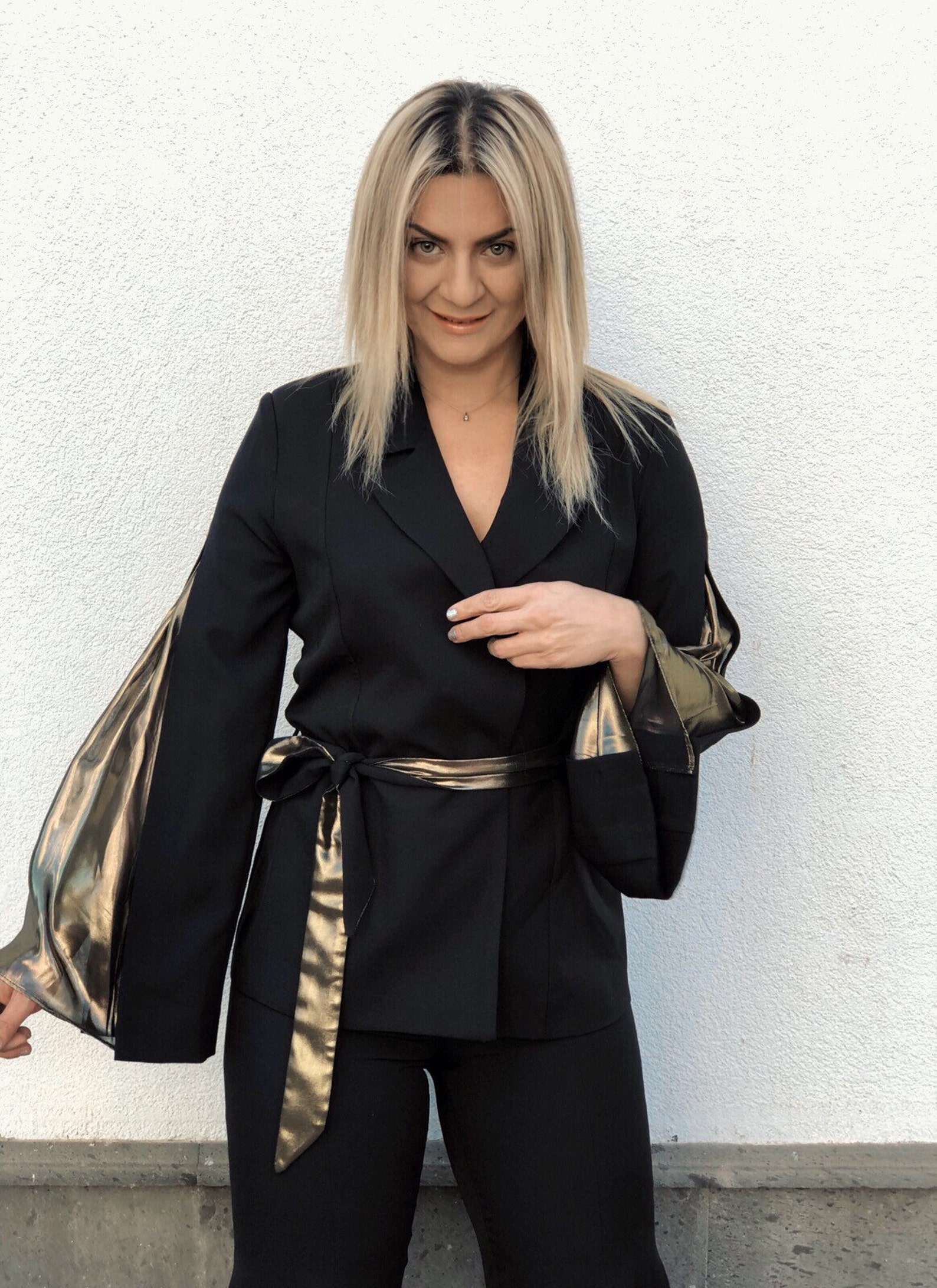 Metallic Gold Butterfly Wide Sleeve Blazer Jacket. Unique Design Belly ...