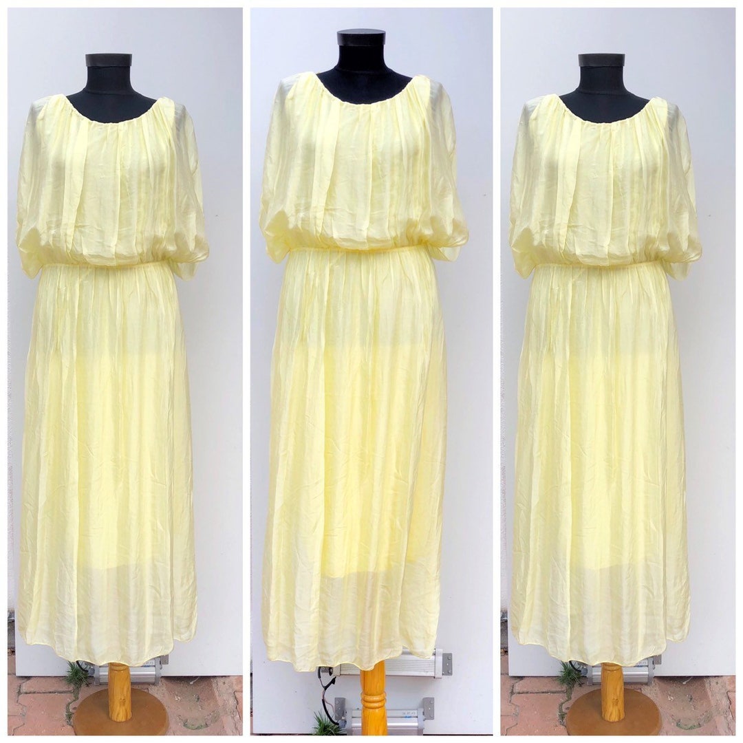 Lemon Yellow Silk Slip Maxi Dress,summer Evening Dress,loose Silk ...