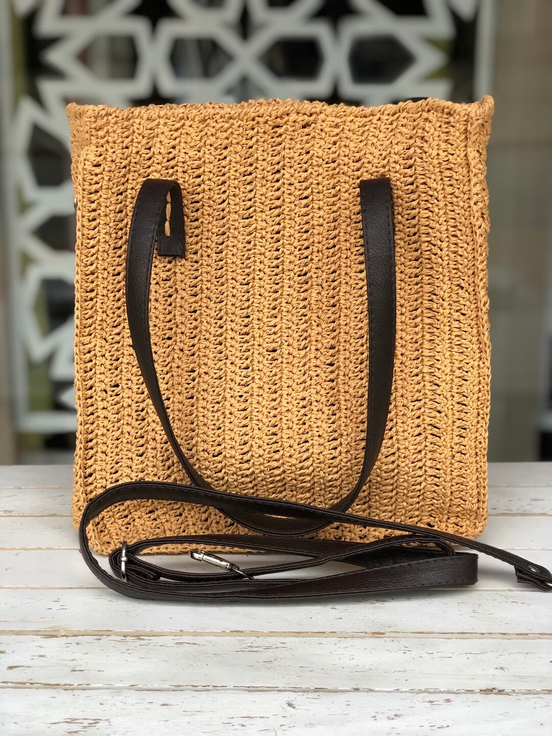 Straw Bag Rectangle, Wicker Basket, Beach Bag, Straw Bag, Leather ...