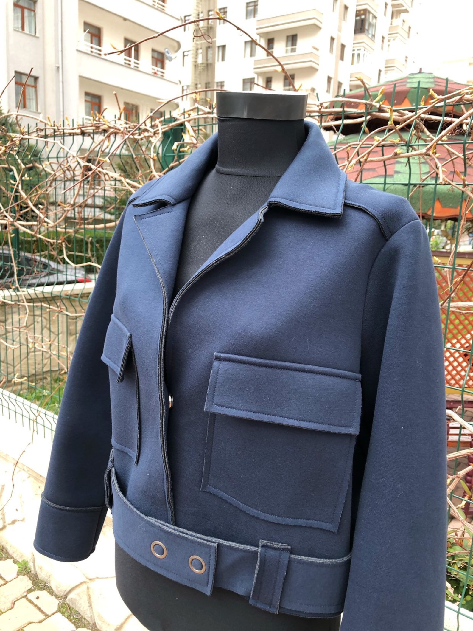 Chaqueta corta azul marino, chaqueta de temporada, chaqueta de estilo ...