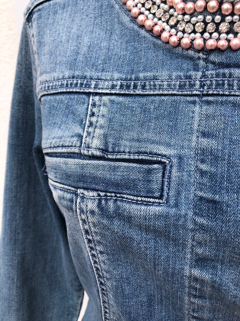 Embellished Jeweled Collar Jean Jacket, Embroidered Denim Jacket ...