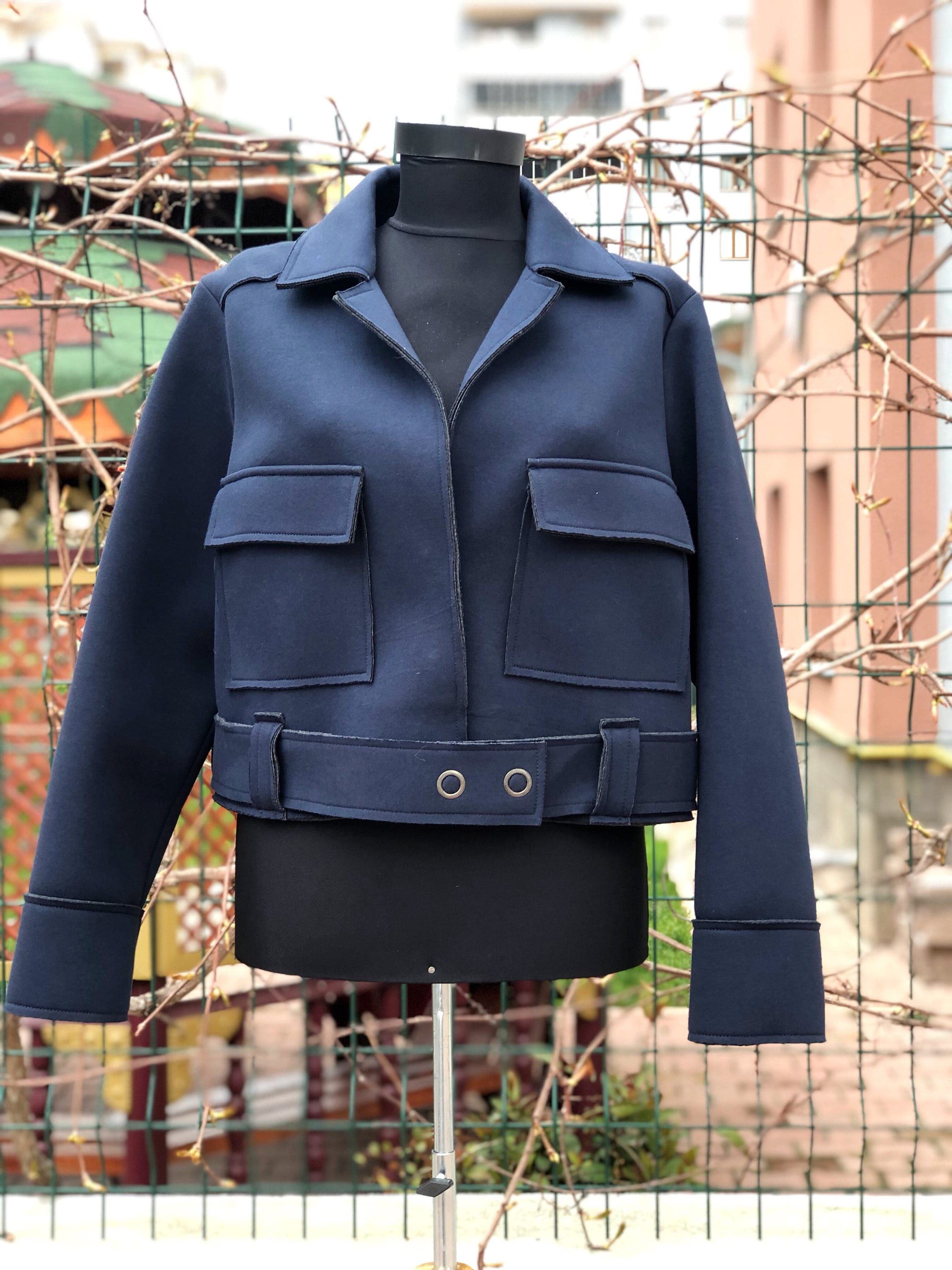 Chaqueta corta azul marino, chaqueta de temporada, chaqueta de estilo ...