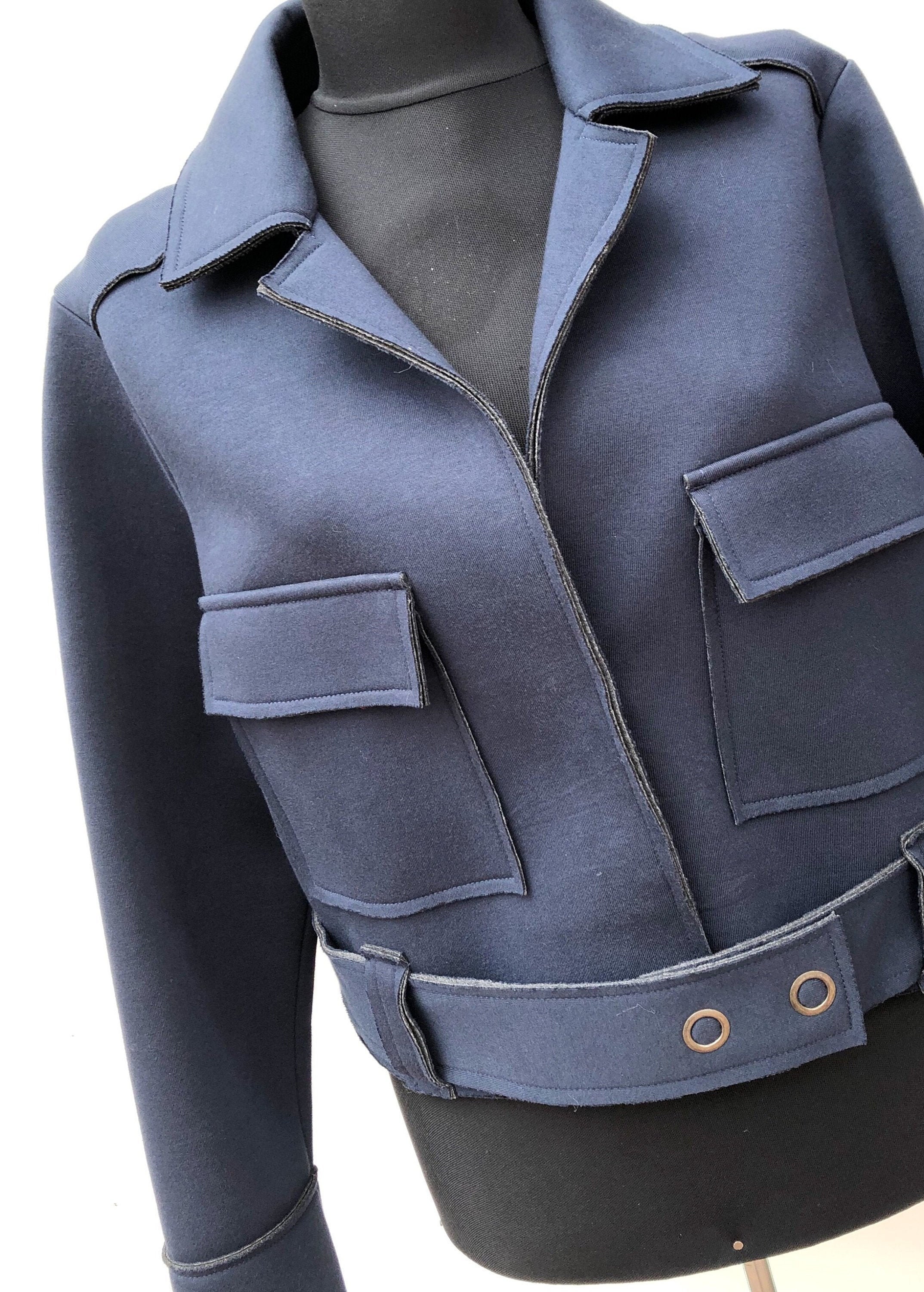 Chaqueta corta azul marino, chaqueta de temporada, chaqueta de estilo ...