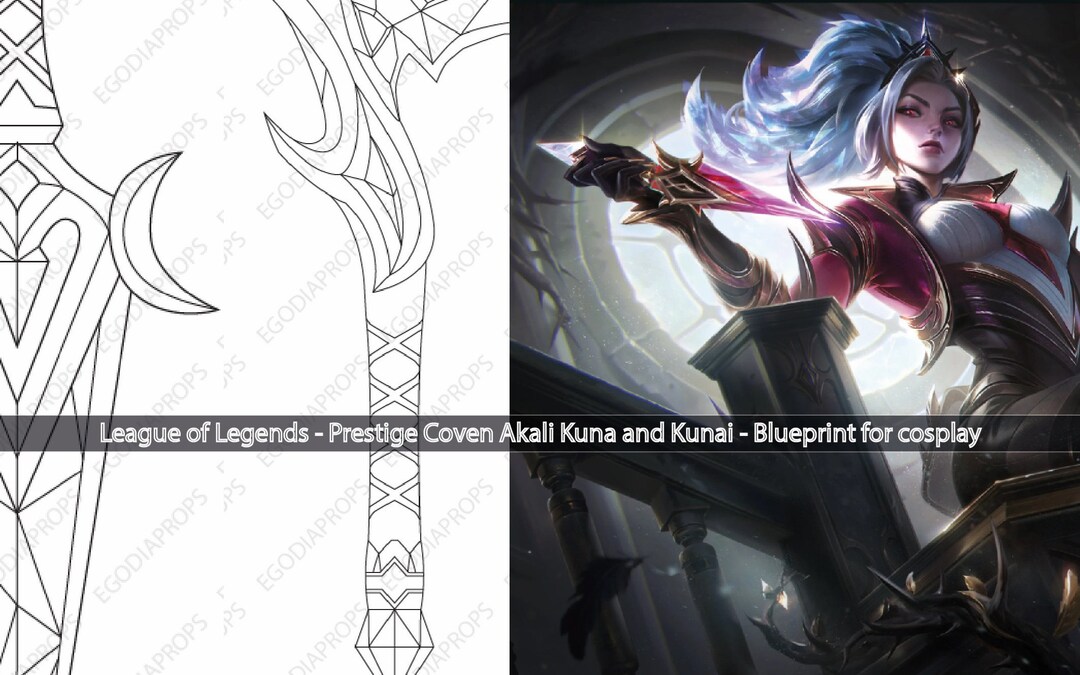 League of Legends Prestige Coven Akali Kama and Kunai Blueprint PDF for ...