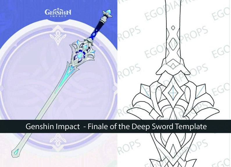Genshin Impact Finale of the Deep Sword Blueprint for Cosplay - Etsy