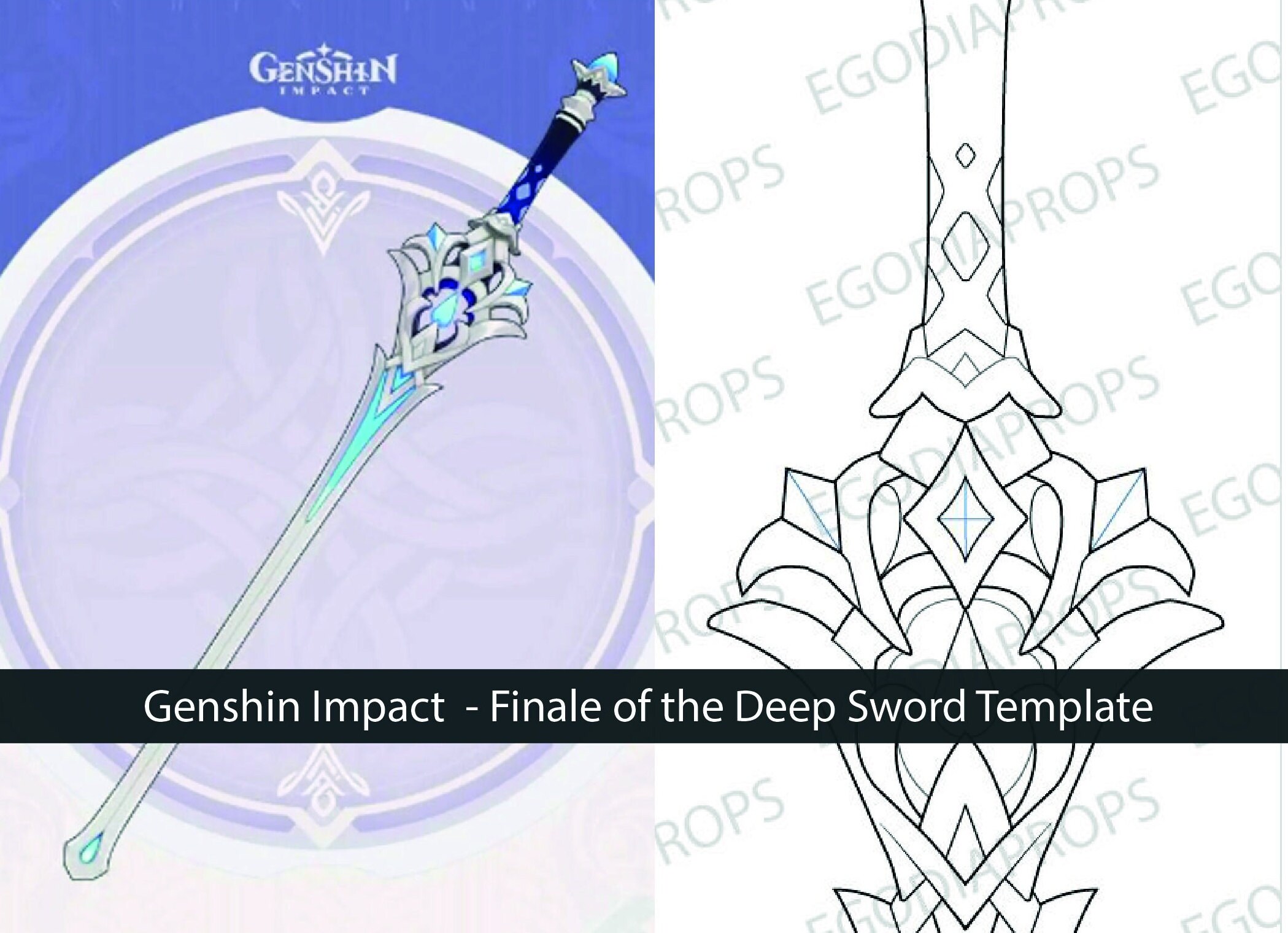Genshin Impact Finale of the Deep Sword Blueprint for Cosplay - Etsy