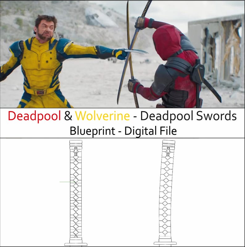 Deadpool and Wolverine Deadpool Sword Blueprint PDF for Cosplay - Etsy ...