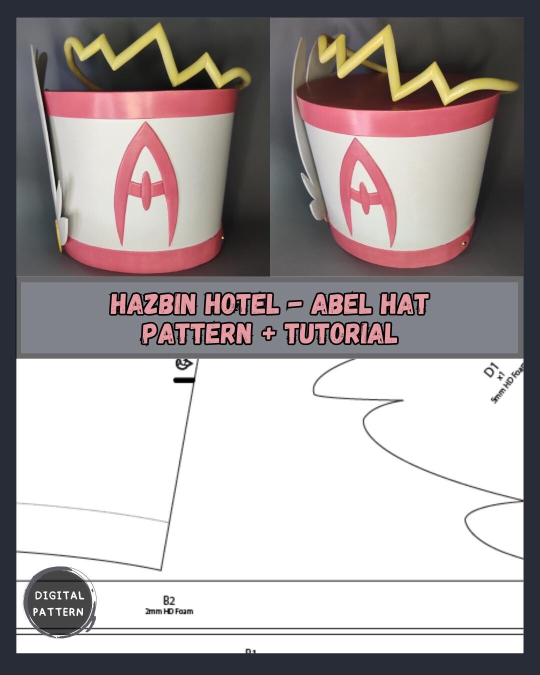 Hazbin Hotel - Cappello Abel per Cosplay - MODELLO + TUTORIAL - Etsy