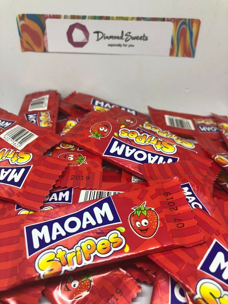 50 X Haribo Maoam Stripes - STRAWBERRY Flavour - Etsy