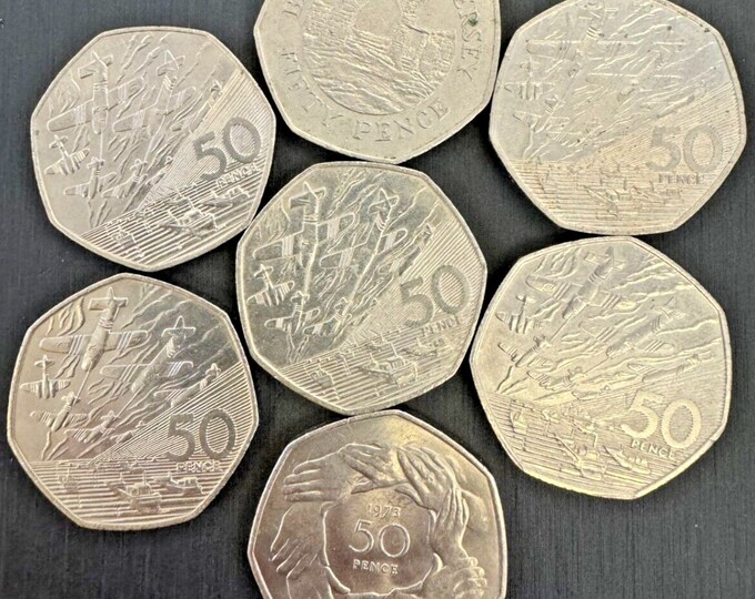 7 X Collectable Uk 50p Coins Inc Old Style Large Normandy Landings 1994 ...