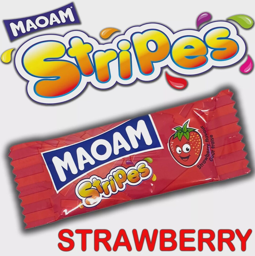 100 X Haribo Maoam Stripes - Strawberry Flavour Chews Chew Sweets - Etsy