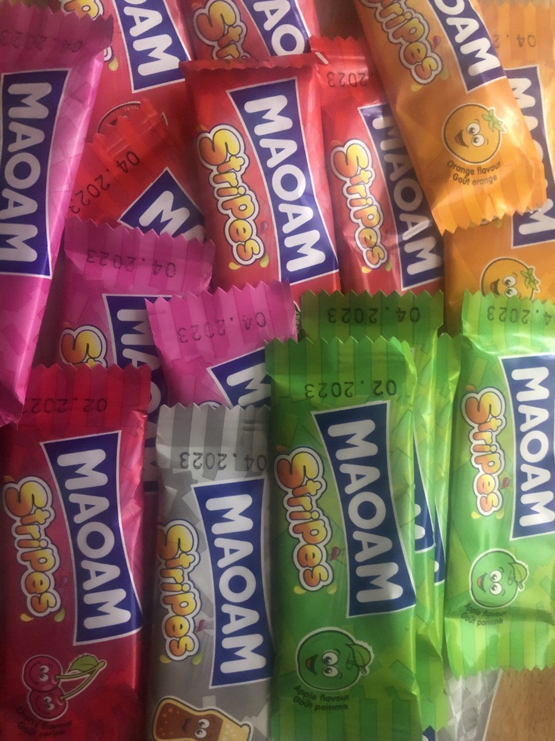 20 X Haribo Maoam Stripes - MIXED Flavours, Strawberry, Apple, Orange ...