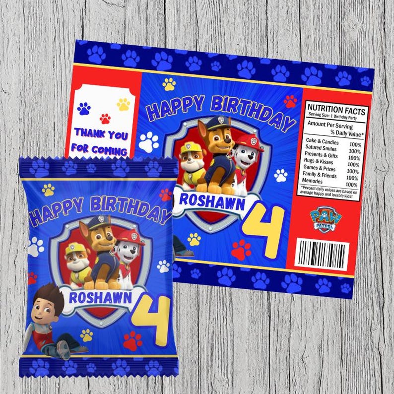 Paw Patrol Chip Bag - Etsy